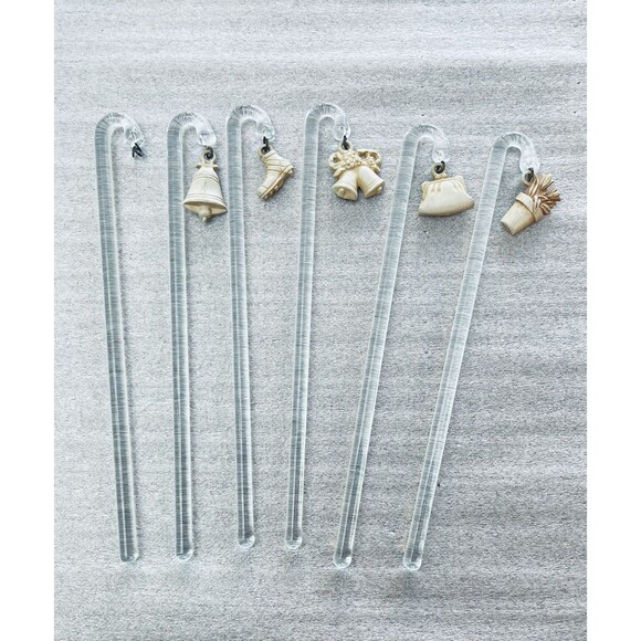 Unbranded | Dining | Vintage Glass Swizzle Sticks Set Of 6 W Curled ...